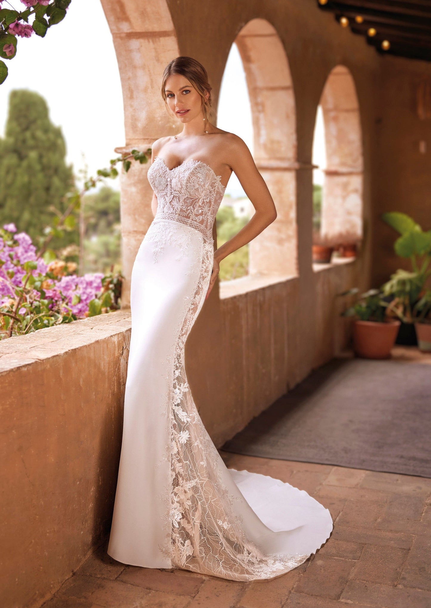 Strapless Crepe Mermaid Wedding Dress With Lace Frolics Krismil Bridal